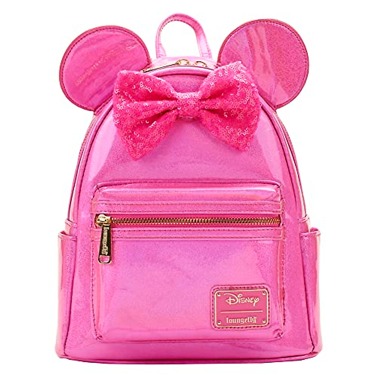 Loungefly Disney Minnie Mouse Glitter Sparkle Womens Double Strap Shoulder Bag Purse (Pink)