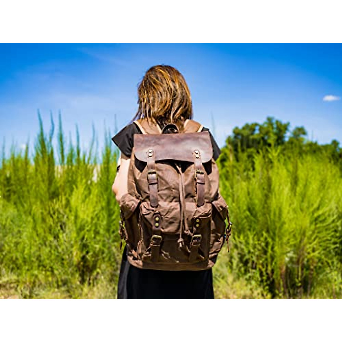 olpr. Canvas and leather backpack (Brown)