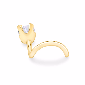 THE JEWEL ZONE 14K Solid Yellow Gold 22G Nose Stud Ring Jewelry Cubic Zirconia 1/1.5/2/2.5/3 MM