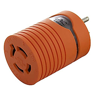 AC WORKS [AD515L1420] 15Amp Household Plug NEMA 5-15P to Generator 4 Prong 20Amp L14-20R (Two hots bridged)