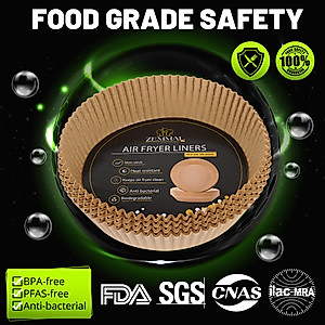 Air Fryer Liners 200 PCS Premium Quality disposable, 6.3 inches Round Paper Liners, Non-Stick & Waterproof Basket liner, Food Grade Oil Resistant Liner for Grease-Free Frying Experience