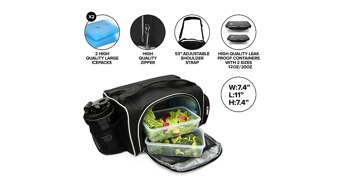 TO GO Meal Prep Bag with Containers & Ice Packs - Healthy On-the-Go