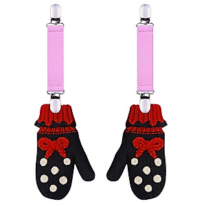 Wisdompro Mitten Clips, 4 Pieces Glove Clips with Elastic Strap for Toddlers, Kids, Adults - Gray and Pink
