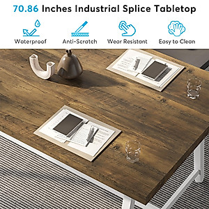 Tribesigns 6FT Rectangle Conference Table, 70.87L x 33.46W x 29.92H Inches Meeting Table for Conference Room, Vintage Wood Office Executive Desk with Strong Metal Frame for 6 People (Oak)