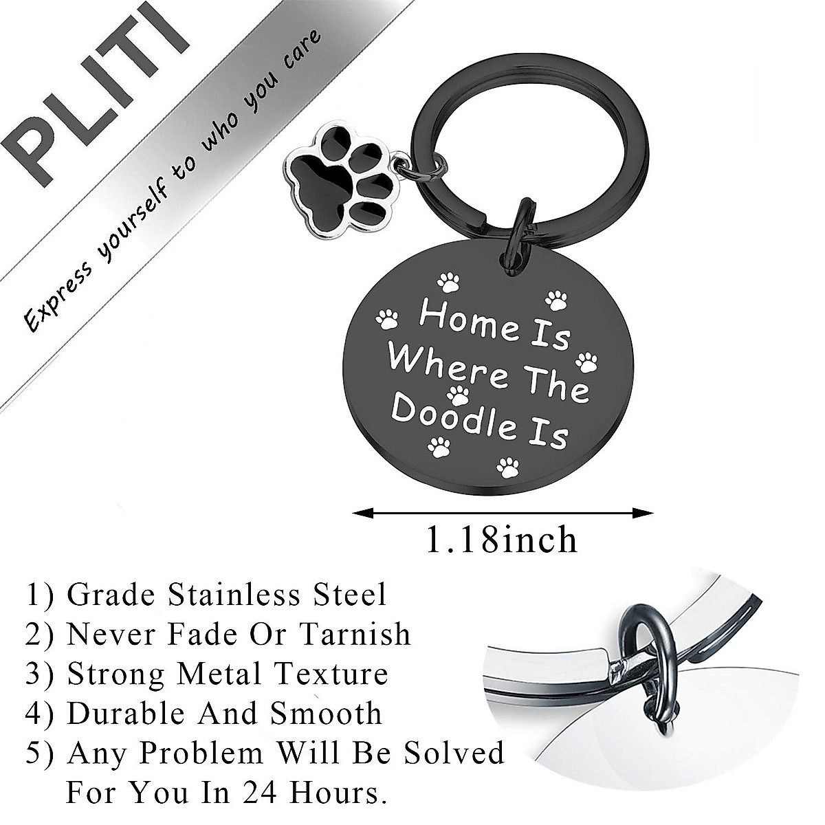 PLITI Golden Poodle Gifts Dog Mom Gifts Dog Dad Gifts Dog Lover Gifts Pet Parent Gift for Couple Dog Owner Gifts Labor Doodle Gifts Home Is Where The Doodle Is Keychain (Home Is Doodle bl)