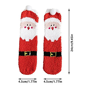 Fuzzy Stockings for Christmas New Pattern Cartoon Cute Christmas Socks Winter Warm and Comfortable (Brown, One Size)