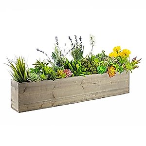 CYS EXCEL Rectangle Wood Planter Box with Removable Plastic Liner (H:6" Open:35"x6") | Multiple Size Choices Wood Rectangular Planter | Indoor Decorative Window Box