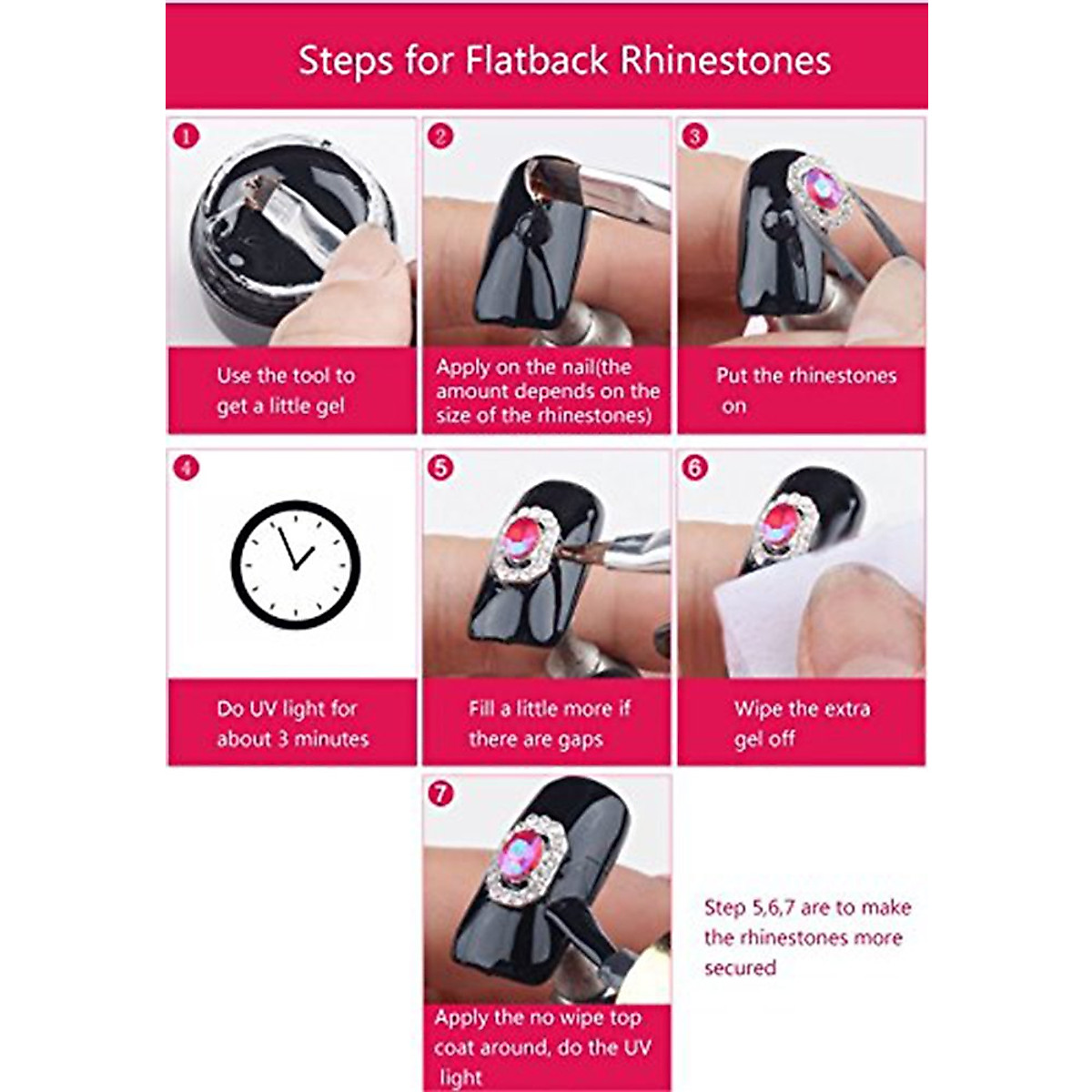 Minejin Nail Art Rhinestone Glue Gem Super Sticky Jewelry 8ml Gel Diamond Polish Decoration With Pen Tools UV Light Cured Needed 2Box