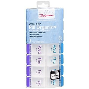 Walgreens Push Button Pill Minder, Large, 1 ea