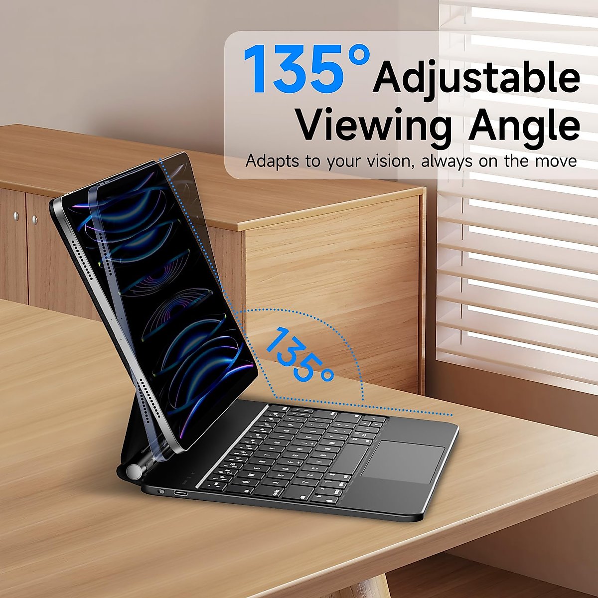 HOU for IPad Pro 12.9 Keyboard Case: Magnetic Floating Magic Keyboard for iPad Pro 12.9 inch(6th, 5th, 4th and 3rd Gen), Precision Multi-Touch Trackpad,Bluetooth Wireless Backlit