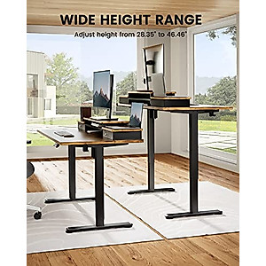 ErGear Electric Standing Desk with Double Drawers, 48x24 Inches Adjustable Height Sit Stand Up Desk, Home Office Desk Computer Workstation with Storage Shelf, Vintage Brown