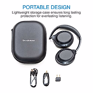 Brookstone AirPhones Pro Wireless Over Ear Headphones, Active Noise Cancelling TWS Bluetooth Headphones, 30H Playtime, Deep Bass, High-Res Audio, Touch Controls, Comfort Ear-Cups, Portable, Black