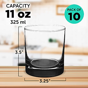 Whiskey Glasses by Libbey 10 oz. Set of 10, Bulk Pack - Heavy Base Old Fashioned Glass, Perfect for Scotch, Bourbon, Whiskey, Cocktail - Black