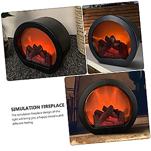 Uonlytech Simulated Fireplace Wind Lamp LED Nightlight Faux Fireplace LED Decor Living Room Light Tabletop Lamp LED Flame Lamp Simulated Fireplace Light LED Plastic Desk Lamp Desktop Lamp