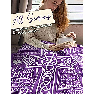 InnoBeta Christian & Religious & Spiritual Gifts, Inspirational Bible Verse Blanket for Women and Men, Flannel Throw Blanket for Christmas, Thanksgiving, Birthday, 50"x 65", Purple