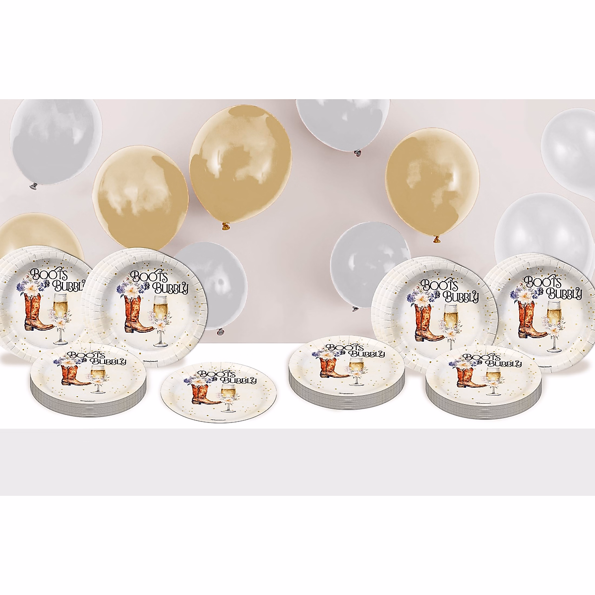 Birthday Galore Boots and Bubbly Bridal Shower Party Supplies Large 9" Paper Plates in Bulk 32 Piece