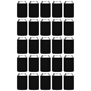 TahoeBay Blank Beer Can Coolers (25-Pack) Plain Bulk Collapsible Foam Soda Cover Coolies, Personalized Sublimation Sleeves for Weddings, Bachelorette Parties, HTV Projects (Black)