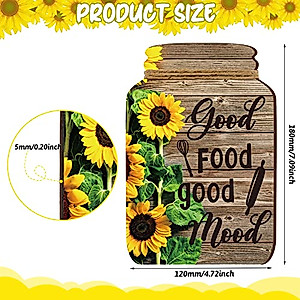 4 Pcs Kitchen Wall Decor Mason Jar Set Wooden Rustic Home Decor Inspirational Kitchen Decor Hanging Farmhouse Kitchen Signs Wall Decor for Home Decor (Sunflower)