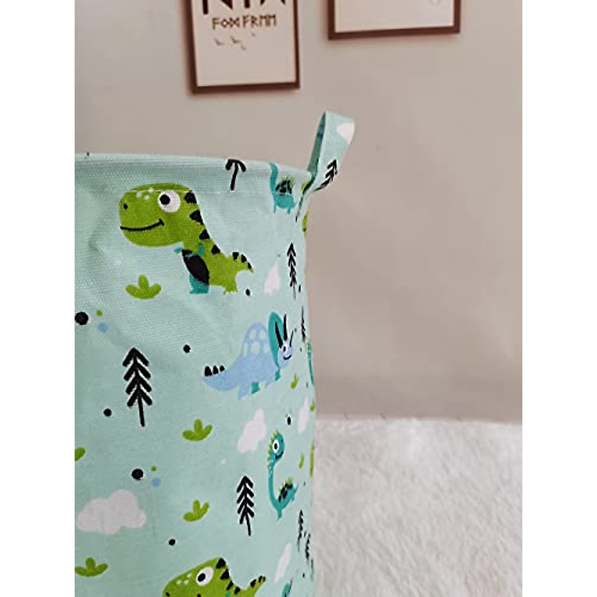 ELIVHINE Easter basket Storage Baskets Waterproof Foldable Organizer Large Storage Bins for Dirty Clothes Home and Office Toy Organizer Laundry Hamper (Forest Dinosaur)