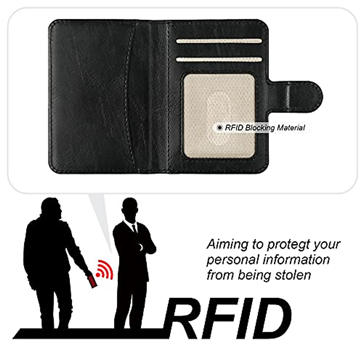 Bocasal Wallet Case for iPhone 12/12 Pro Compatible with MagSafe Magnetic RFID Blocking Detachable Premium PU Leather Flip Case with Card Slots Holder Kickstand Wireless Charging 6.1 Inch (Black)