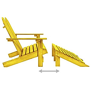 Tidyard 2-Seater Patio Adirondack Chair&Ottoman Fir Wood Yellow Outdoor Fire Pit Chair Wooden Garden Armchair for Porch Pool Lawn Deck Backyard Balcony Outdoor