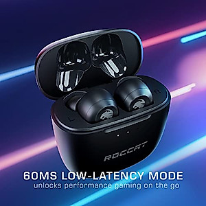 ROCCAT Syn Buds Air True Wireless Earbuds for Mobile Gaming with Dual-Microphones, for Nintendo Switch, Windows, 7, 8.1, 10, 11, Mac, iPad, and iPhone – Black