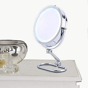 KONGZIR Bathroom Vanity Mirrors Travel Mirrors，Lighted Magnifying Mirror 10X with Natural LED Lights, Portable Lighting Vanity Mirror for Bathroom and Travel，Bathroom Mirrors Makeup Mirror