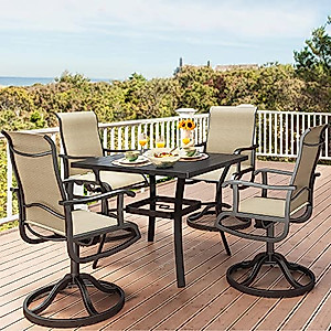 YITAHOME Patio Table, 37" Square Outdoor Patio Dining Table with 1.57" Umbrella Hole, E-Coating Metal Outdoor Dining Table Perfect for Lawn Backyard Garden, Black