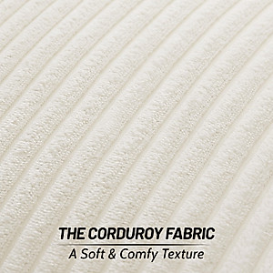 Mecatny Corduroy Throw Pillow Covers 18x18 Set of 2 - Striped Decorative Pillow Covers for Living Room, Bed - Soft Square Couch Pillow Covers for Sofa - Cream White