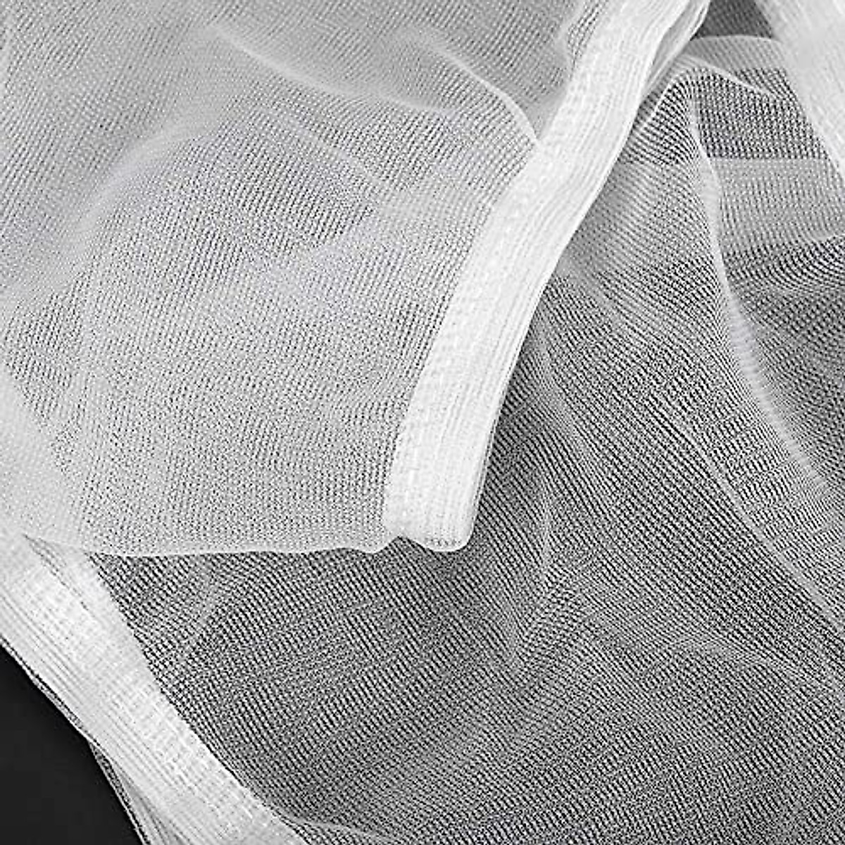 Strnek 2Pcs Bird Cage Cover Seed Catcher Birdcage Lightweight Soft Airy Polyester Mesh Cover Skirt Guard Universal Parrots Cage Accessories 26.0-52.0Inx6.7In (Small-White)