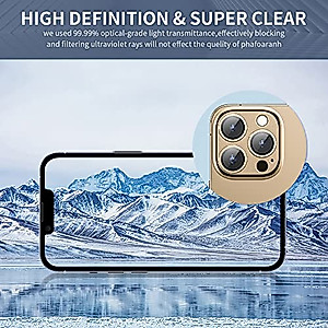 Mansoorr Camera Lens Protector for iPhone 14 Pro/iPhone 14 Pro Max, Alloy Metal Camera Cover with Tempered Glass Screen Protector Accessories,Case Friendly,Scratch Resistant,Easy to Install -Gold