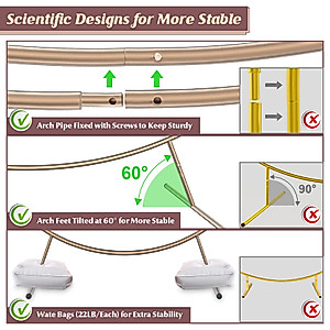 ASIZZED Round Backdrop Stand, 7.1Ft(2.16m) Gold Metal Balloon Arch Stand Kit, Large Size Circle Balloon Arch Frame for Birthday, Party, Wedding, Graduation, Baby Shower Photo Backdrop Decoration