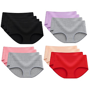 xctdehyi Underwear for Women Cotton Mid Rise Briefs Soft Strech Ladies Breathable Panties 16 Pack (as1, alpha, l, regular, regular, Multicolor-16 pack)
