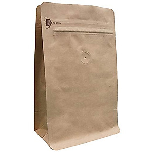 12 oz. Kraft Paper/Foil Square Bottom Gusseted Bag w/E-Zip & Valve (Block Bottom Bag, Flat Bottom Bag)