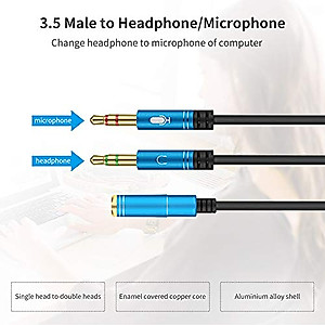 Cables Headphone Splitter 3.5mm Jack Audio Cable 3.5mm 2 Male to Female 3.5mm Splitter Adapter Aux Cable for Computer Headphone - (Cable Length: 0.3m, Color: Black Cable)