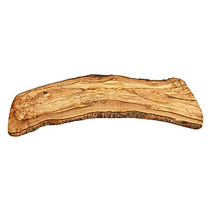 Tramanto Long Cheese Board 24 Inch Olive Wood Luxury Server, Live Bark with Raw Edge