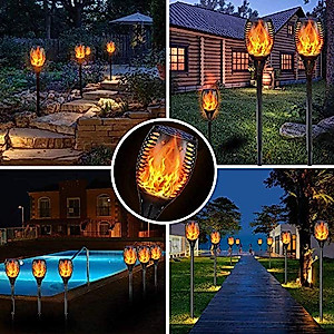 YoungPower Solar Outdoor Torch Lights LED Landscape Lighting 43" Solar Outdoor Path Lights Waterproof Solar Flame Lights Torch Dusk to Dawn Auto On/Off Security for Garden Yard Patio, 4 Pack