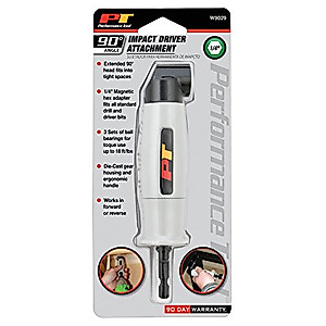 Performance Tool W9029 1/4-Inch Hex Compact Impact Driver Attachment for Tight Spaces with Die-Cast Gear Housing and Magnetic Adapter for Drill Bits