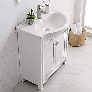 Luca Kitchen & Bath LC30HWP Pure Carson 30" Single Sink Bathroom Vanity White Porcelain Countertop-No Assembly Required