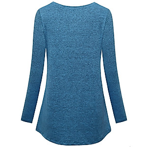 MISS FORTUNE Womens Running Shirts Long Sleeve V Neck Yoga Tops Workout Clothes Quick Dry Workout Hiking Athletic Blue XXL