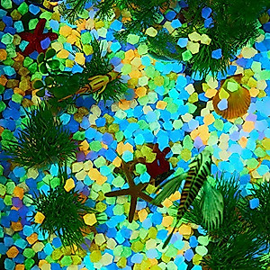 BBTO Glow in The Dark Aquarium Stones Glowing Pebbles Gravel Glowing Rocks for Indoor and Outdoor Garden, Driveways, Fish Turtle Tank Decor, 1.4 cm (450 Pieces)