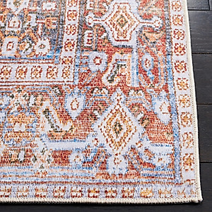 SAFAVIEH Tucson Collection Area Rug - 8' x 10', Beige & Rust, Boho Design, Non-Shedding Machine Washable & Slip Resistant Ideal for High Traffic Areas in Living Room, Bedroom (TSN166B)