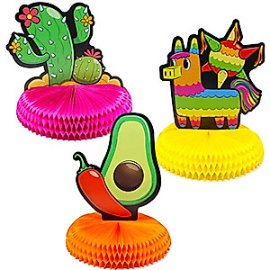 JOYIN 6 PCs Cinco De Mayo Fiesta Honeycomb Table Centerpiece 8.5” Party Decoration for Fun Fiesta Taco Party Supplies, Luau Event Photo Props, Mexican Theme for Carnivals Festivals, Dia De Muertos