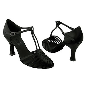 Very Fine Ladies' Latin Rhythm Salsa Signature EKS9177 Black Satin 3" Heel (5.5M)