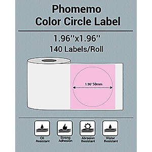 Phomemo M110 Label Maker with 1.96" x 1.96"（50x50 mm） Round Thermal Label for Barcode Label, DIY Logo Design
