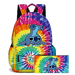 FENGJINRUHUA Cute Stitch Boys Girls Pencil Case Backpack School Adjustable Shoulder Strap Travel School Bag