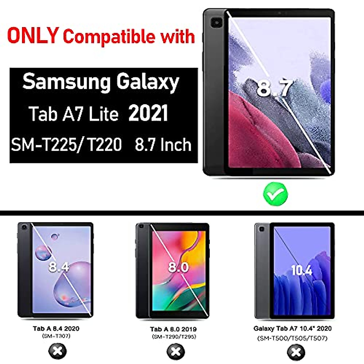 LTROP Kids Case for Samsung Galaxy Tab A7 lite 8.7 Inch 2021 SM-T225/T220, Galaxy Tab A7 Lite 8.7 Case, Shockproof Convertible Handle Stand Cover Case for Samsung Galaxy Tab A7 Lite 8.7” 2021, Blue