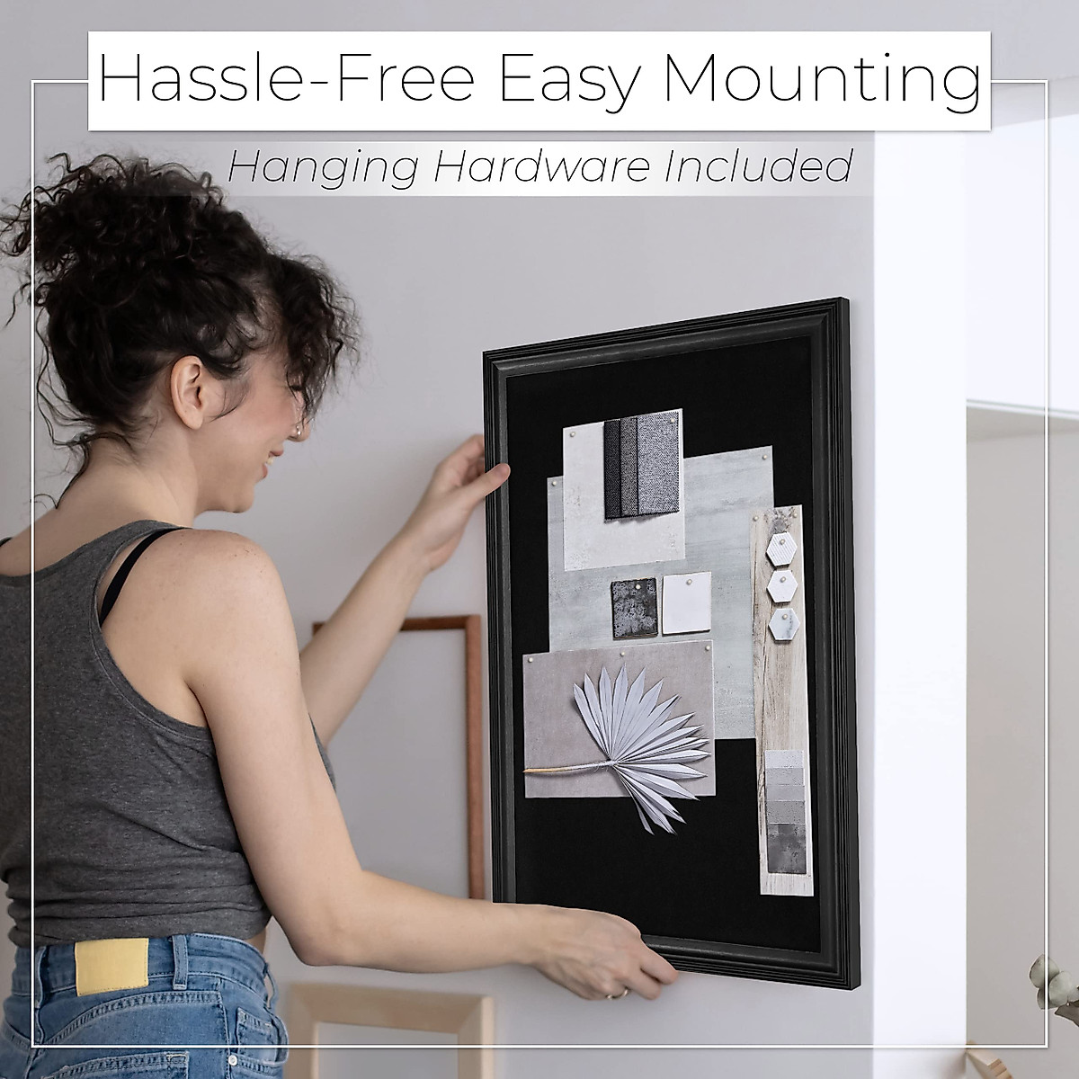 SKL Products Black Cork Board - 30" x 20" Large, Framed Bulletin Boards for School, Home, Kitchen & Office Walls