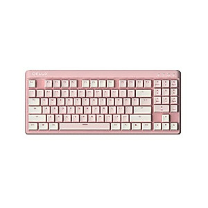 DeLUX 80% Wireless Mechanical Keyboard - RGB Backlit, Hot Swappable 89 Keys, US Layout, Linear, Quiet Yellow Switches, PBT Keycaps - Multi-Device Gaming (KM18-Pink)