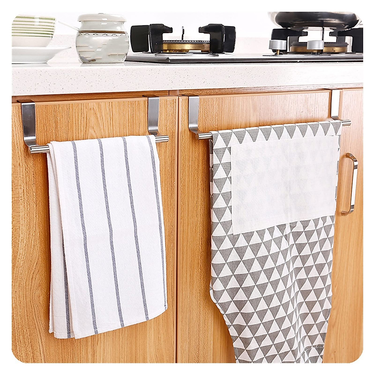 ZZZYW Stainless Steel Towel Rack Bathroom Towel Rack Kitchen Cabinet Door Hanging Storage Rack Wall-Mounted Towel Rack (Color : Small 23cm)